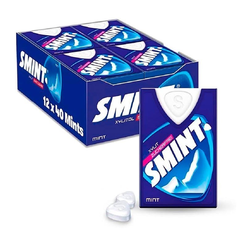 Caja 12 latas Smint Tabs Menta, Caramelo Comprimido Sin Azúcar - 8 gr